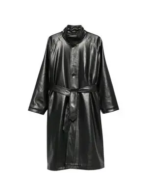 THE FRANKIE SHOP Calen Belted Faux-leather Coat - Black