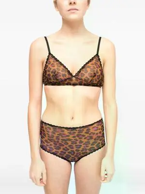 LAURA URBINATI Leopard-print Lace-trim Briefs