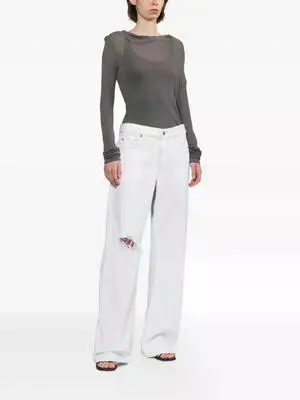 Helmut Lang Twisted Long-sleeve Sheer Top