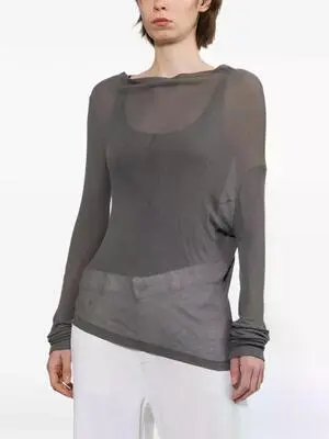 Helmut Lang Twisted Long-sleeve Sheer Top