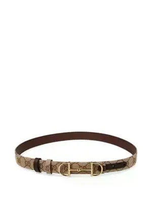 Gucci Horsebit Gg Supreme Canvas And Leather Belt - Neutrals