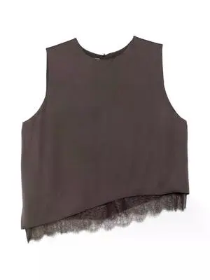 Vince Lace-trim Sleeveless Blouse - Brown