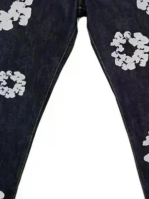 DENIM TEARS Cotton Straight-leg Jeans With Wreath Print