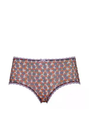LAURA URBINATI Geometric-print Lace-trim Briefs - Purple