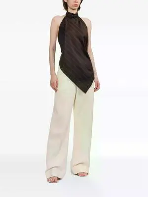 Helmut Lang Asymmetric Hem Pinstripe Top - Brown