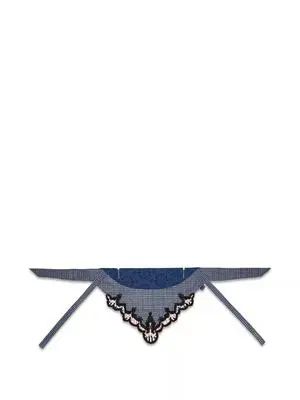 CA4LA Lace-trimmed Broderie Anglaise Headscarf - Blue