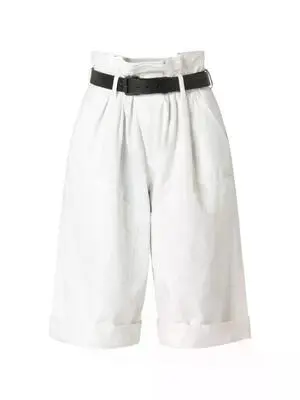 Y’s Belted Paperbag-waist Trousers - White