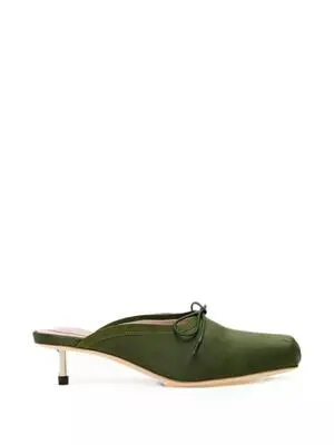 Simone Rocha Bow-detail Square-toe Pumps - Green