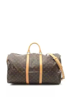 LOUIS VUITTON 2001 Monogram Keepall Bandouliere 55 Travel Bag - Brown