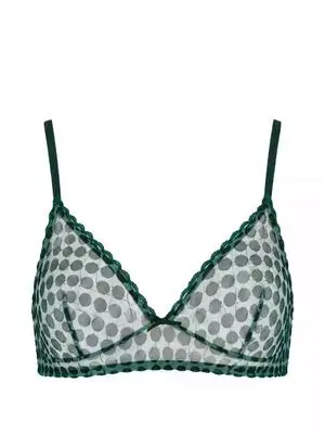 LAURA URBINATI Polka-dot Tulle Bra - Green