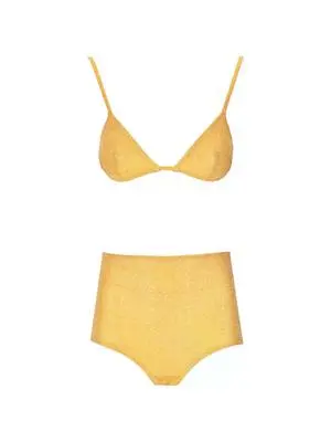 LAURA URBINATI Metallic-effect Triangle Bra - Yellow