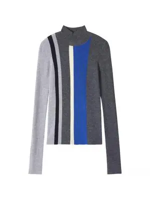 ENFOLD Ribbed-knit Panelled Sweater - Grey