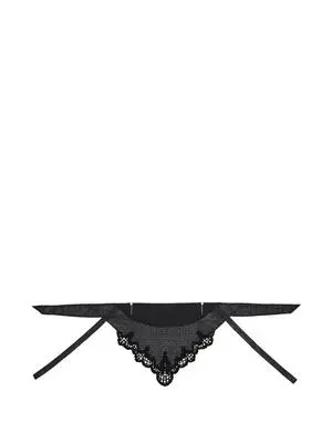 CA4LA Embroidered Crochet Trim Headscarf - Black