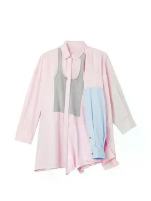 ENFOLD Layered Panelled Shirt - Pink