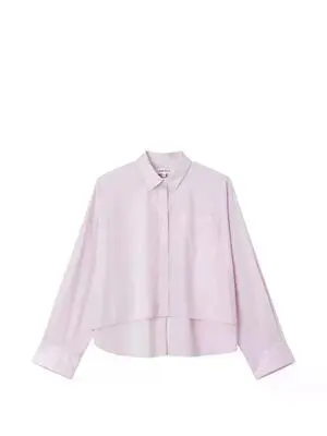 ENFOLD Stepped-hem Patch-pocket Shirt - Pink