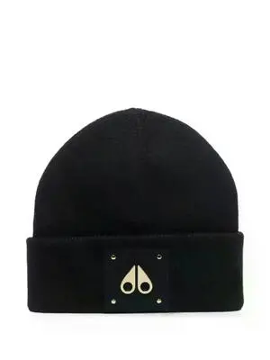 Moose Knuckles Icon Logo-patch Beanie Hat - Black
