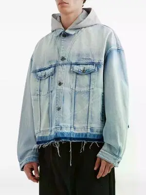 We11Done Hooded Raw-hem Denim Jacket