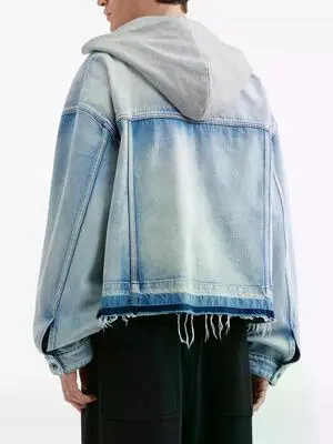 We11Done Hooded Raw-hem Denim Jacket