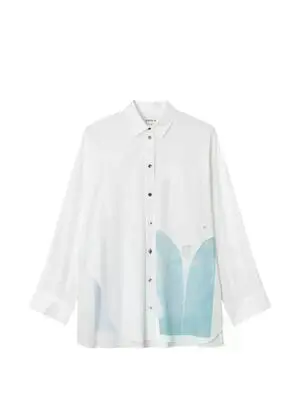 ENFOLD Graphic-print Button-down Shirt - White