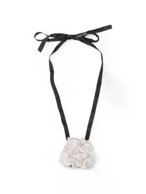 NUE Crystal-embellished Floral-motif Choker - Silver