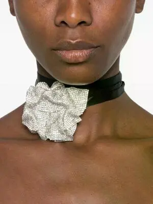 NUE Crystal-embellished Floral-motif Choker
