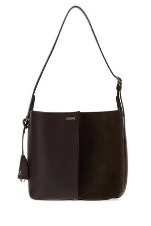Loewe Leather And Suede Bucket Bag - Brown