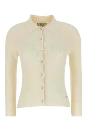 Fendi Cream Stretch Wool Blend Shirt
