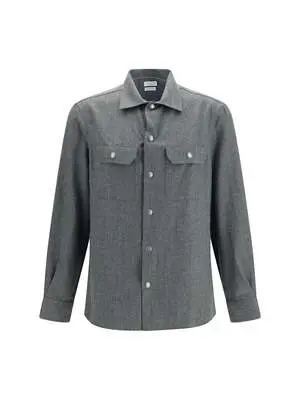 Brunello Cucinelli Virgin Wool Shirt - Gray