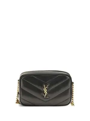 Saint Laurent Lambskin Camera Bag With Chain Strap - Black