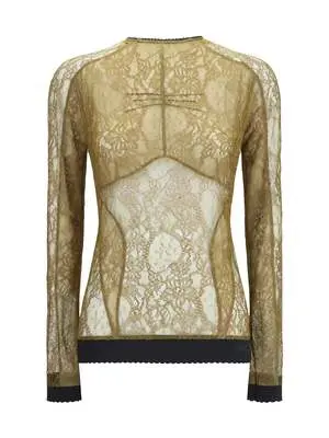 Attico Stretch Lace Top With Zip Closure - Green