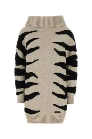 Moschino Sand Wool Blend Sweater Dress - Brown
