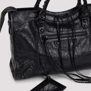 Balenciaga Le City M Bag In Crinkled Leather