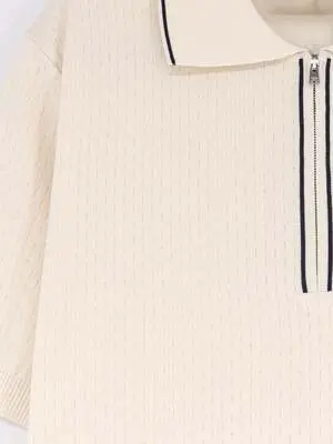 Fendi Cotton And Silk Polo Shirt With Ff Embroidery