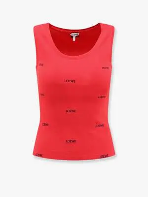 Loewe Embroidered Logo Cotton Tank Top - Red