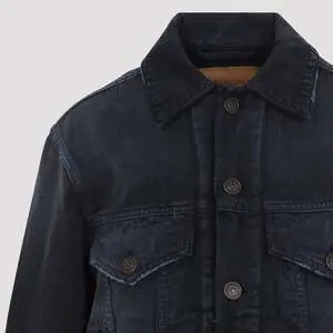 Balenciaga Curved Waistband Denim Trucker Jacket