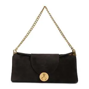 Versace Suede Clutch Bag With Medusa Turn-lock - Brown