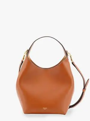 Celine Leather Crossbody Bag With Logo Lettering On The Bottom - Tan