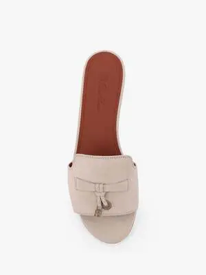 Loro Piana Flat Suede Sandals With Iconic Charms - Multicolor