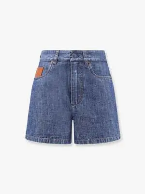 Fendi Chambray Denim Shorts - Blue