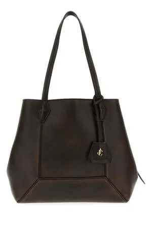 JIMMY CHOO Dark Leather Diamond Shopping Bag - Brown