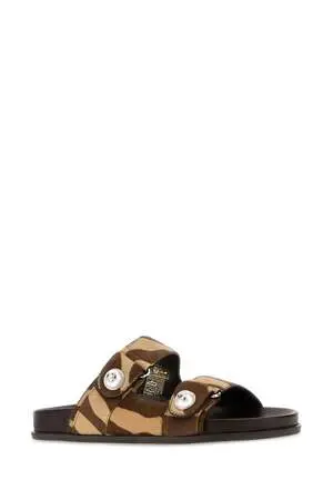 JIMMY CHOO Printed Calf Hair Fayence Slippers - Multicolor
