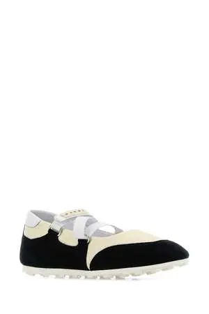 Marni Two-tone Suede And Fabric Ballerinas - Multicolor