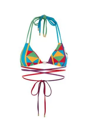Loewe Printed Stretch-nylon Bikini Top - Multicolor