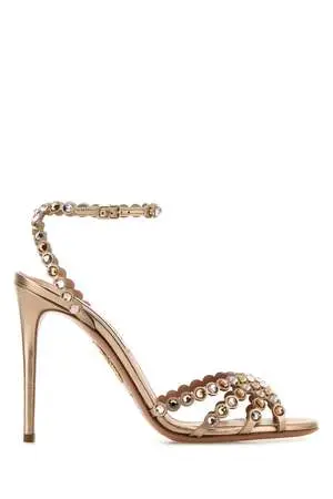 AQUAZZURA Copper Leather Tequila 105 Sandals