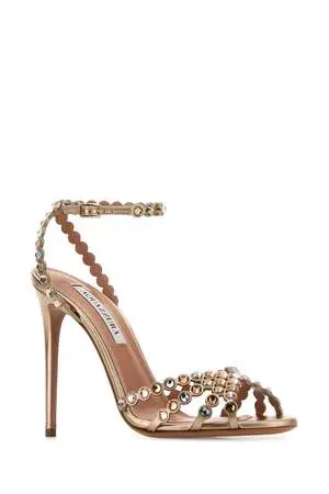AQUAZZURA Copper Leather Tequila 105 Sandals