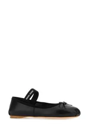 Miu Miu Leather Ballerinas - Black