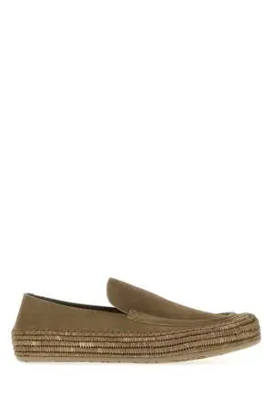 Loewe Suede Raffia Loafers - Brown