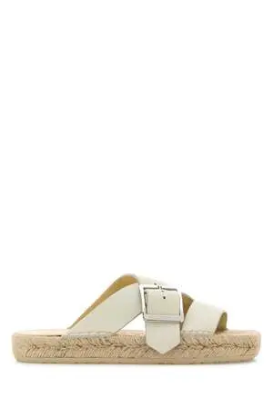 Loewe Leather Espadrille Slides - White