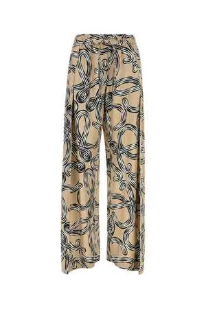 Loewe Printed Silk Wide Leg Trousers - Red