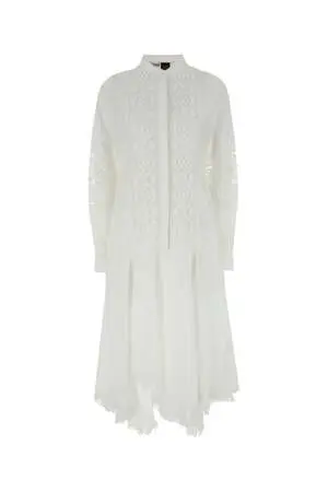 Loewe Embroidered Cotton Shirt Dress - White